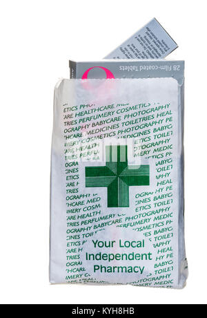 prescription pharmacy paper bag full with drugs Stock Photo - Alamy