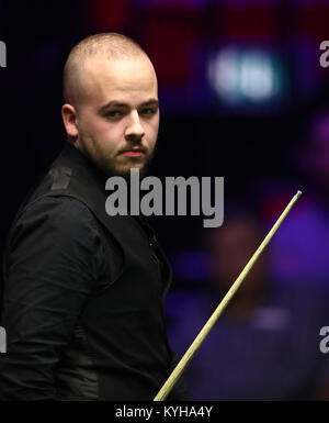 Luca Brecel during his match against Ding Junhui, on day eight of the ...