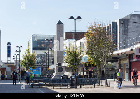 Harlow new town Essex UK looking down on poundland store town centre ...