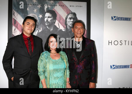 Wes Studi, Maura Dhu Studi and Kholan Studi at the premiere of ...