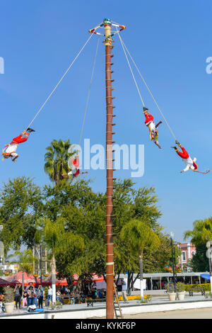Dance of Los Voladores the Totonac, performing ancient ritual on August ...