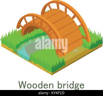 Wood bridge icon. Isometric of wood bridge vector icon for web design ...