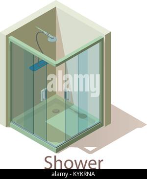 Bath shower head icon isometric vector. Water spray. Room spa Stock ...
