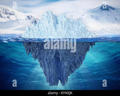 Realistic 3D illustration of an iceberg. 3D illustration Stock Photo ...