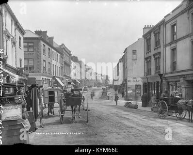 A glass negative showing Main Street in Edgeworthstown, County Longford ...