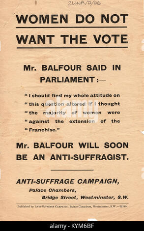 Leaflet from the Women's National Anti-Suffrage League, dating from the ...