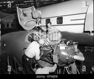 A Convair aircraft, captured in a negative image, showcasing the ...