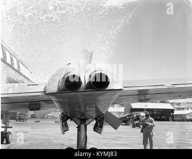 This image features a Convair aircraft, captured in a negative format ...