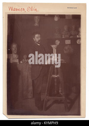 A bust relief portrait of Olin Levi Warner, an American artist and ...