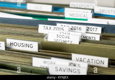 Home filing system for Social Security organized in folders Stock Photo ...