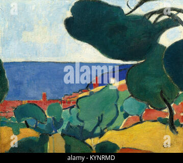 André Derain landscape painting, Vue de Collioure, (View of Collioure), oil on canvas, 1905 ...