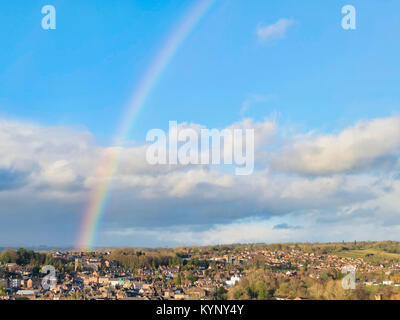 UK Weather: Snowbow rainbow over Ashbourne, Derbyshire as storms clouds ...