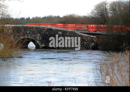 Historic Wool Bridge collapses, Dorset, UK. Wool Bridge, a 16th century ...