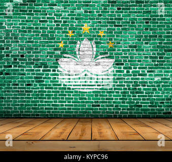 Macau national flag painted on textured wall mural background Stock ...