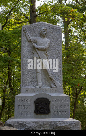 5th Michigan Infantry monument, Gettysburg National Military Park ...