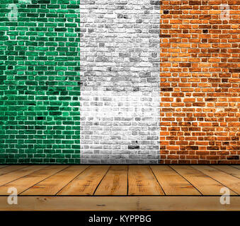 Ireland flag on distressed grunge white stroke brush background Stock ...