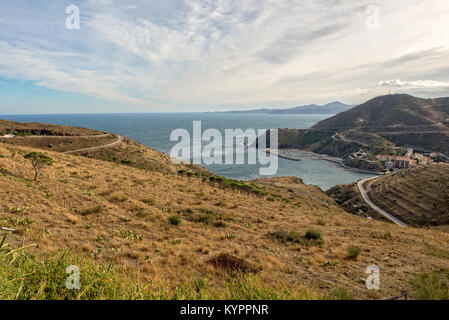 Through the village of Portbou on the Costa Brava, Girona Stock Photo ...