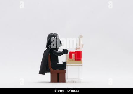 lego darth vader working with computer Stock Photo - Alamy