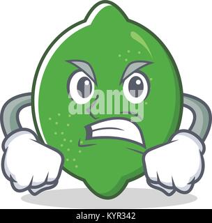 Lime Mascot Character Cartoon With Angry expression. Vector ...