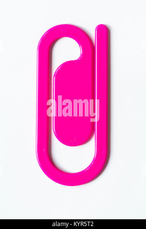 Huge pink paperclip, large big paper clip, isolated on white background ...