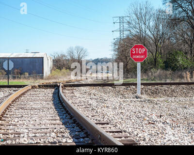 CSX railroad safety sign signaling to Stop and Dismount Close Clearance ...