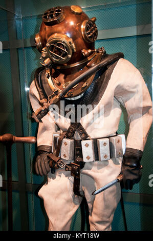 Vintage diver deep sea suit isolated on white Stock Photo - Alamy