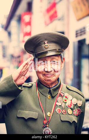 An old soldier wears his medals with pride at an annual Armistice Day ...