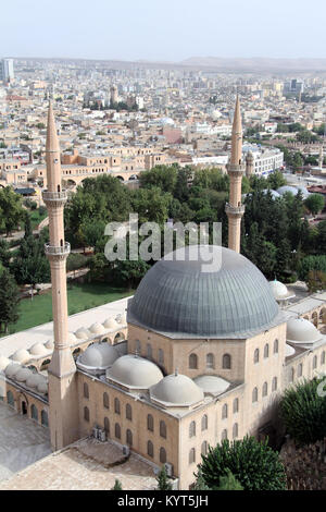 View of the city of Urfa from the hill overlooking the sacred pools and ...