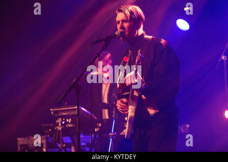 The Norwegian soul singer and songwriter Hawkon performs a live concert ...