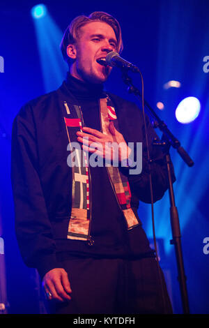 The Norwegian soul singer and songwriter Hawkon performs a live concert ...