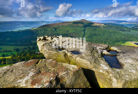 Win Hill from Bamford Edge at sunset, Peak District National Park ...