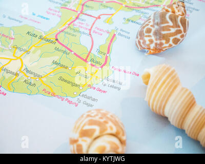 Bali Travel Maps with Seashells and with popular destination is Tuban ...