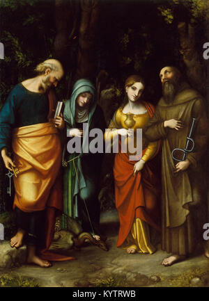 Saints Peter, Martha, Mary Magdalen, and Leonard - by Correggio Stock ...