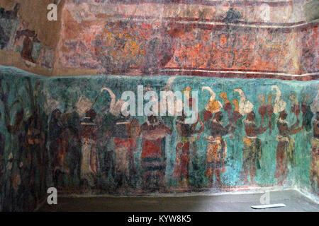 Bonampak Murals; mayan murals at Bonampak, Mexico; This from Room 1 ...