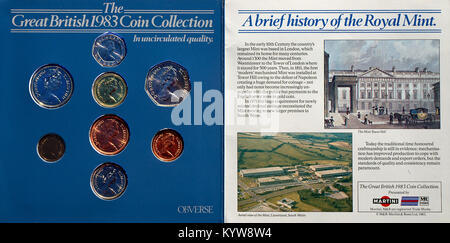 The Great British 1983 Coin Collection from the Royal Mint Stock Photo ...