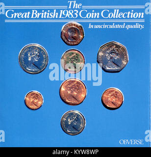 The Great British 1983 Coin Collection from the Royal Mint Stock Photo ...