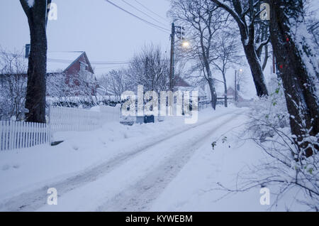 Norway, Oslo, Oslo City. Snow covered wooden camping hut / cabin in the ...