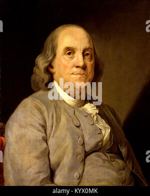 Portrait of American founding father Benjamin Franklin in fur cap Stock ...