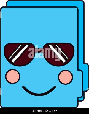 file folder with sunglasses kawaii icon image Stock Vector Image & Art ...