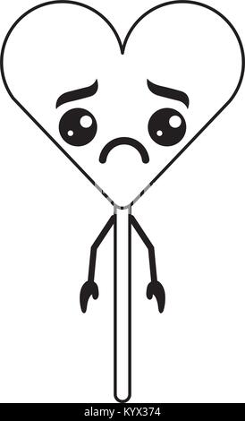 Lolipop love cartoon character with sad expression. Vector illustration ...