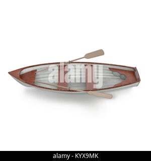 Wooden row boat on white. Top view. 3D illustration Stock Photo - Alamy