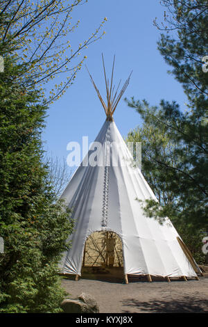 Wigwam, first nation house in Huron Village, Quebec, Canada Stock Photo ...