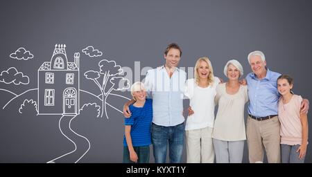 Family of 3 generations drawing Stock Photo - Alamy