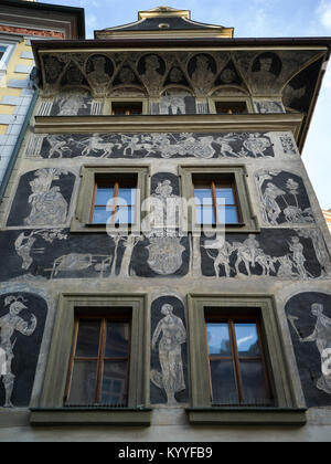 Murals on the old facade of the former Don & Low textile mill in Forfar ...