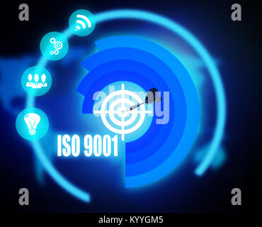 Iso 9001 concept business idea background plan graphic Stock Photo - Alamy