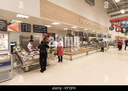 The fish counter at Tesco Extra, UK Stock Photo - Alamy