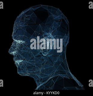 Head of the Person from a 3d illustration Grid. Human Head Model ...