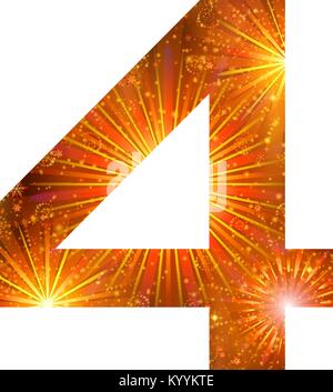 number four icon symbol on yellow abstract geometric background with ...