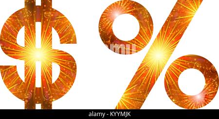 Set of signs, dollar and percent, firework Stock Vector Image & Art - Alamy