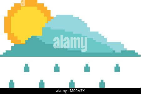 pixelated cloud sun and rain drops climate Stock Vector Image & Art - Alamy